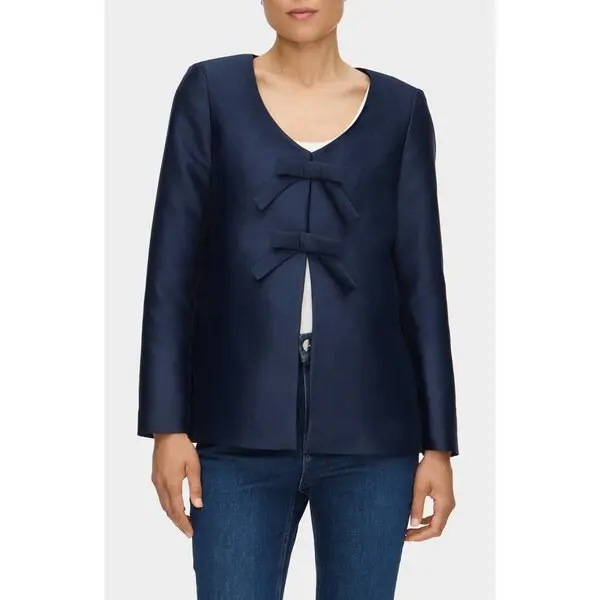 ALIGNE Beau Bow Jacquard Satin Blazer