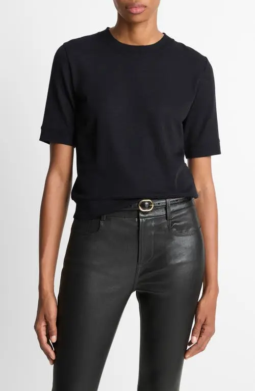 Vince Shrunken Crewneck Wool T-shirt - Coastal