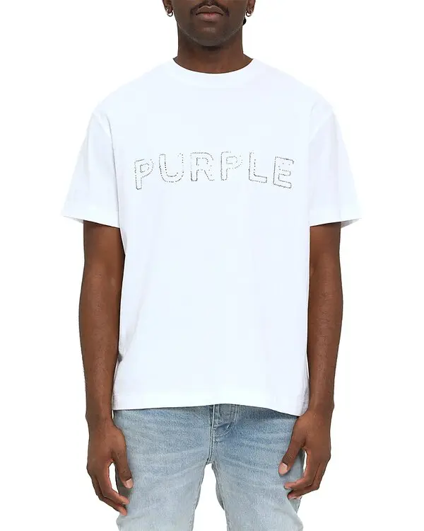 PURPLE BRAND Textured Graphic Logo Tee - White