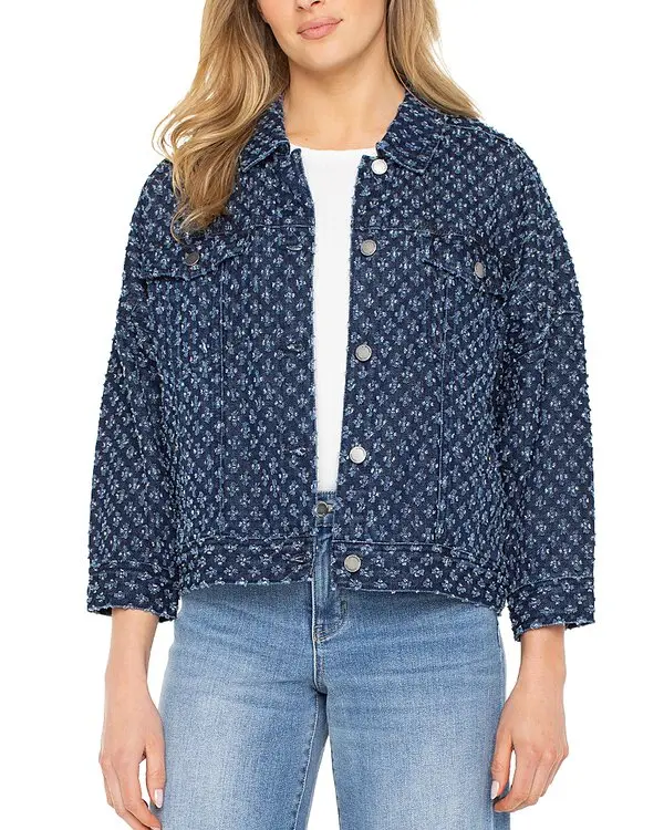 LIVERPOOL Cropped Frayed Texture Jacket