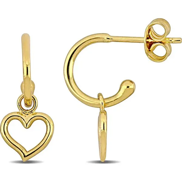 JULIANNA B. Star Drop Huggie Earrings - Heart Charm