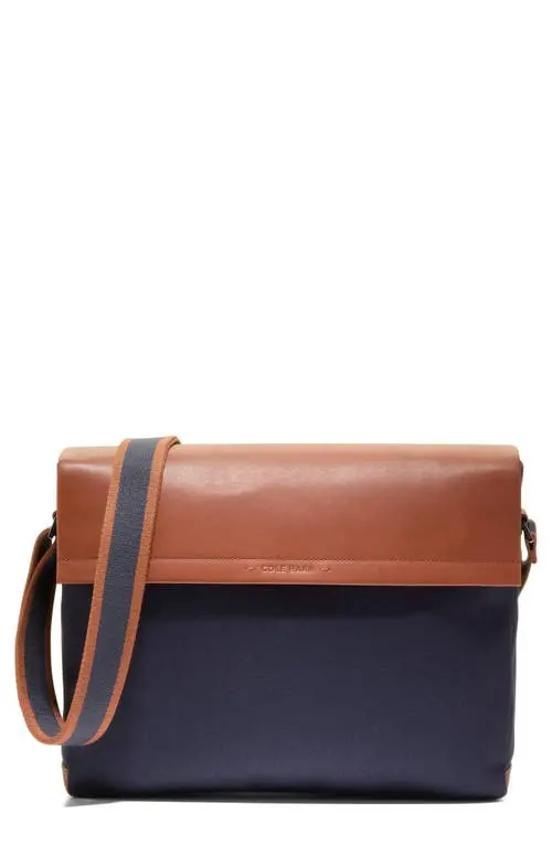 Cole Haan Judson Brushed Twill Messenger Bag - Midnight Moon/new British Tan