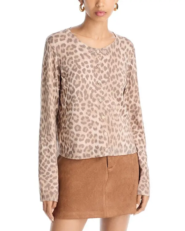 Aqua Leopard Print Button-down Cardigan - Brown Multi