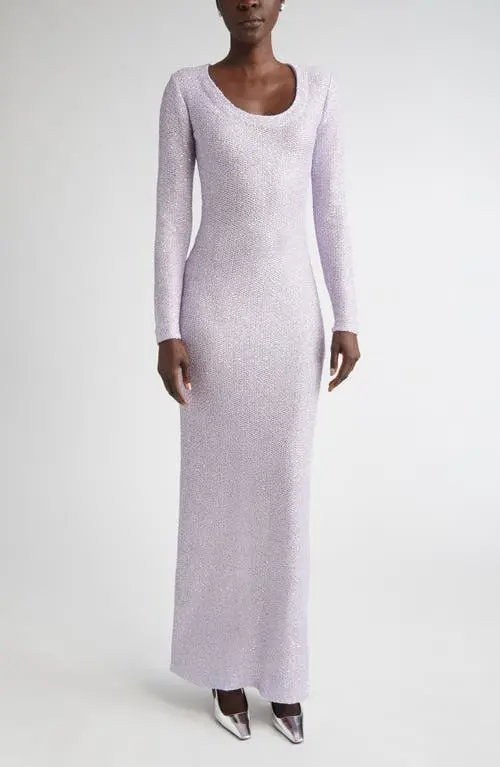 St. John Nicoline Long-sleeve Sequin Gown - Hyacinth