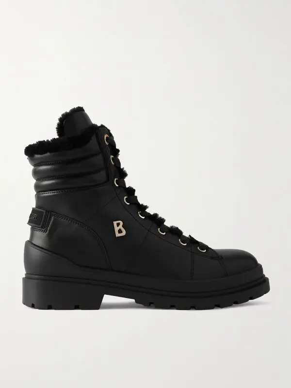 Bogner St. Moritz Embellished Shearling-lined Leather Ankle Boots - Black