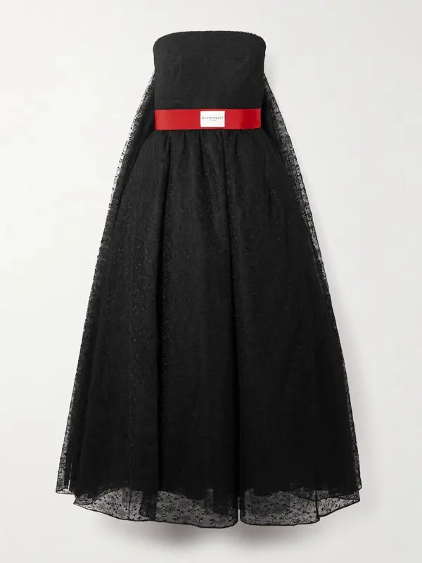 Givenchy Strapless Cape-effect Lace Midi Dress
