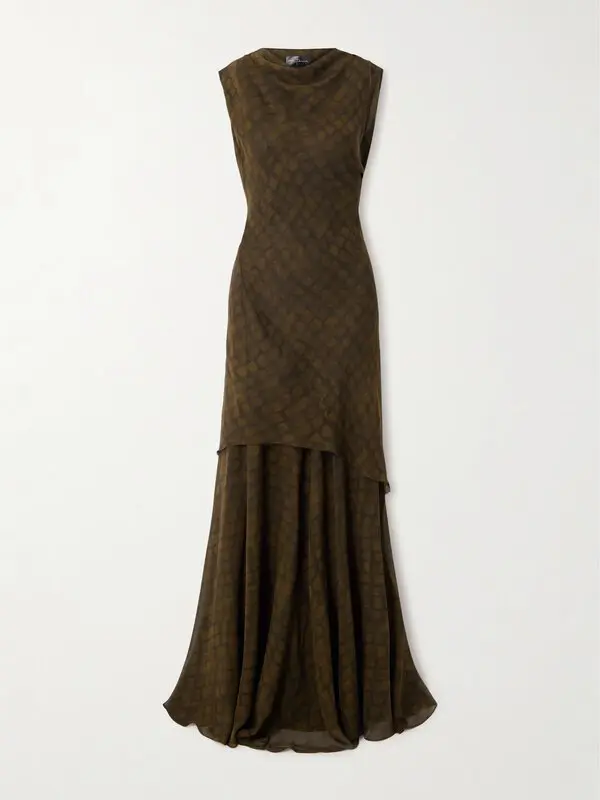 CORTANA Printed Silk-georgette Maxi Dress