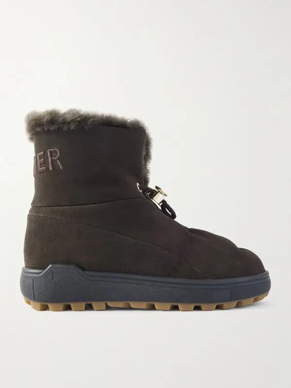 Bogner Chamonix Embroidered Shearling-lined Suede Ankle Boots - Brown