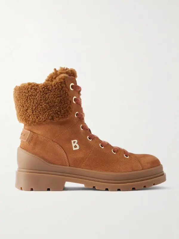 Bogner St. Moritz 23 Embellished Shearling-lined Suede Ankle Boots - Tan