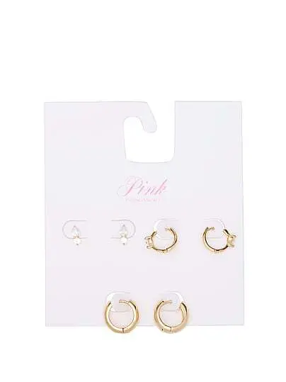 Pink Stud & Hoop Earring Set
