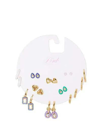 Pink Stud & Hoop Earring Set