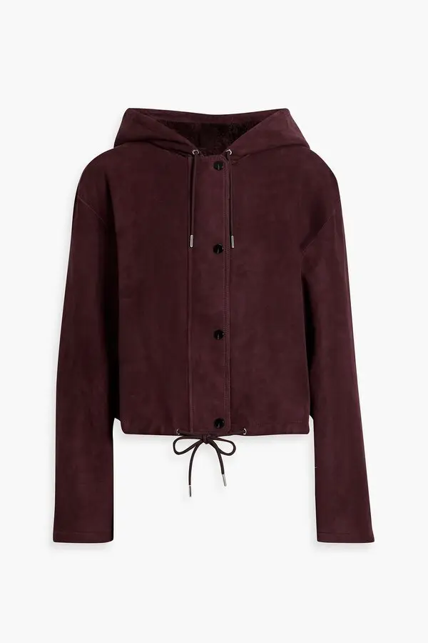 Theory Cropped Suede Hooded Jacket