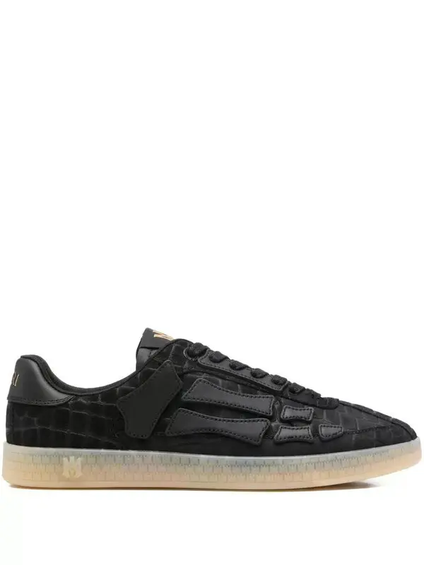 Amiri Crocodile Embossed Leather Sneakers - Black
