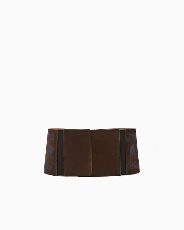 Giorgio Armani Embroidered Suede Wide Belt - Multicoloured