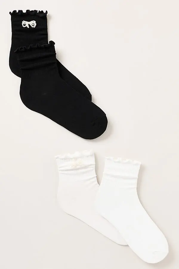 CASA CLARA Scarlett Beaded Ruffle-edge Socks