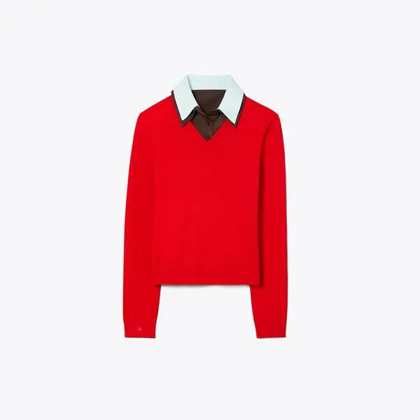 Tory Burch Layered Merino Wool Sweater