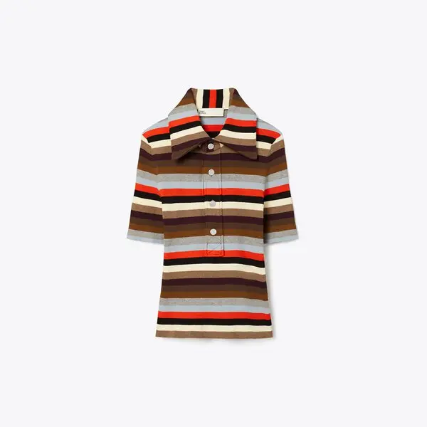 Tory Burch Viscose Ribbed Polo