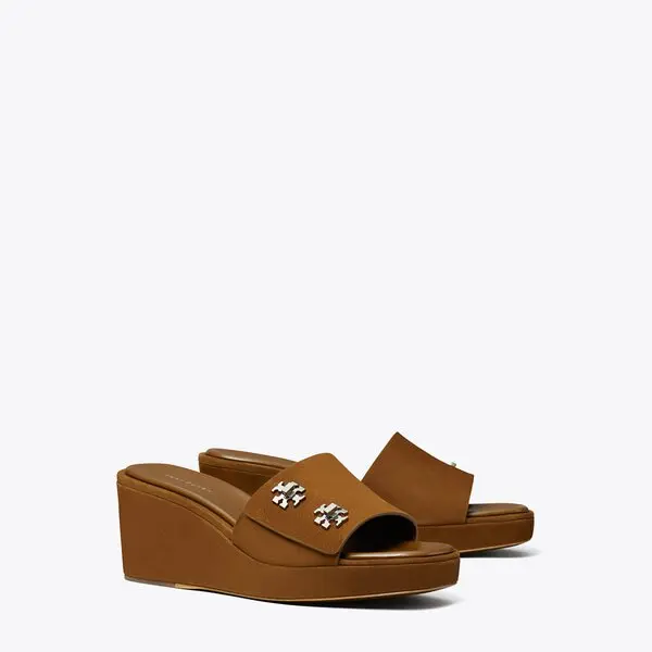 Tory Burch Turnlock Wedge Sandal - Cognac Brown