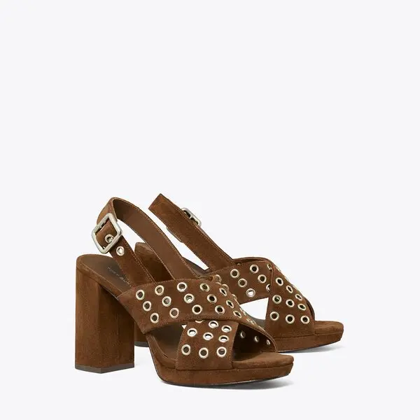 Tory Burch Cross-band Heeled Sandal - Mustang