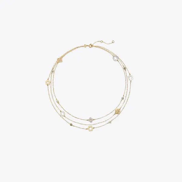 Tory Burch Kira Clover Triple-strand Necklace