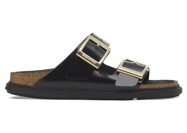 BIRKENSTOCK Arizona Droplet Buckle Natural Leather Patent - High Shine Black