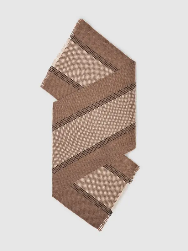 REISS Vivienne Wool-cashmere Textured Scarf - Taupe