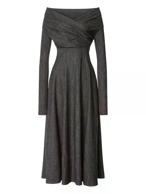 Alberta Ferretti Off-the-shoulder Draped Midi Dress