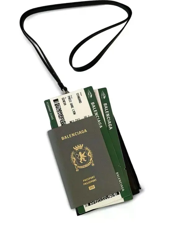 Balenciaga Passport Leather Phone Holder - Green