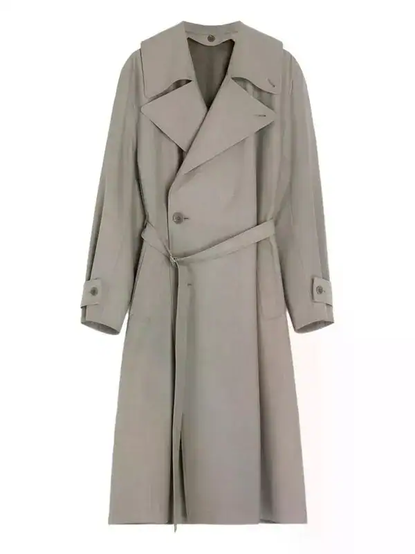 Lemaire Double-Breasted Belted Trench Coat - Neutrals | Editorialist