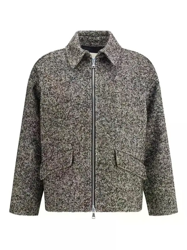 True Royal Herringbone Zip-front Jacket - Black