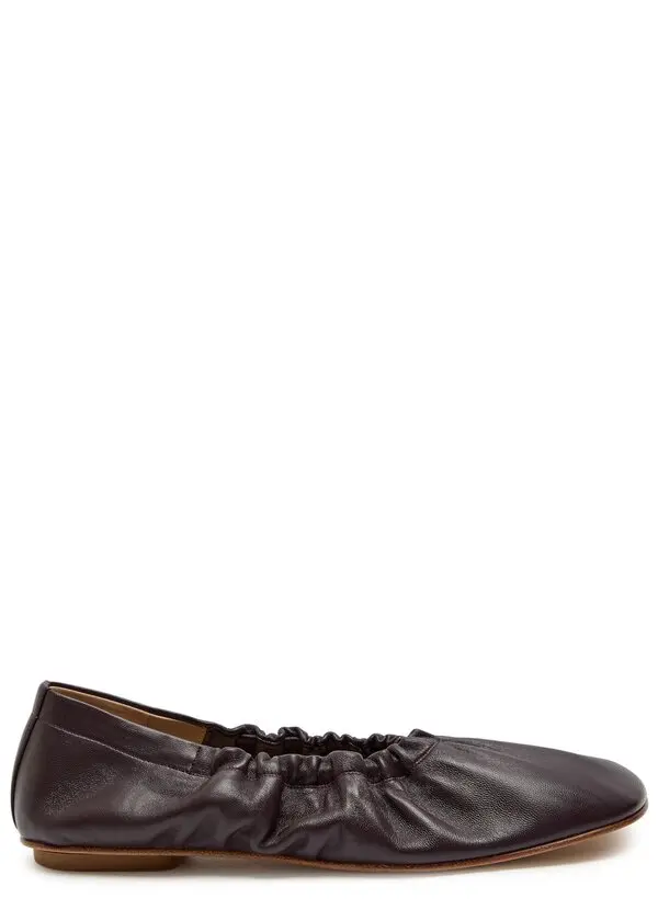 Le Monde Beryl Mica Gathered Leather Ballet Flats