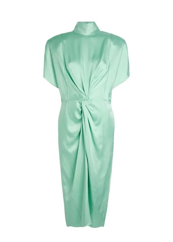 Stella McCartney Twisted Satin Midi Dress - Mint
