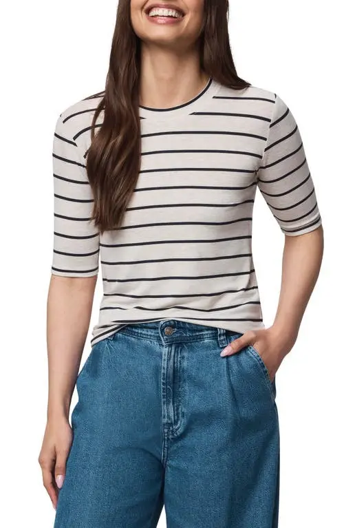 Splendid Striped Quarter Sleeve Top - Pale Oak/lead