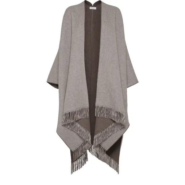 Brunello Cucinelli Cashmere Flannel Poncho - Light Brown