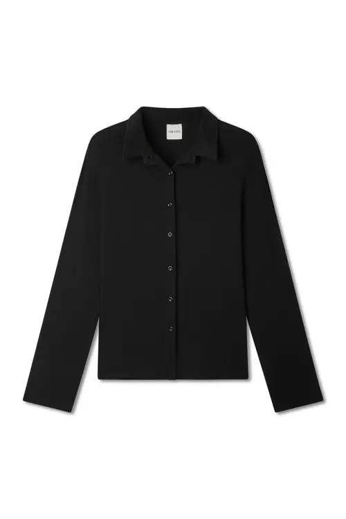 VIR VITA Eloise Pointelle Cardigan - Black