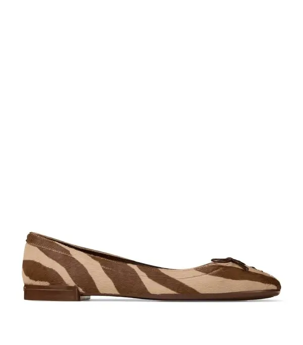 JIMMY CHOO Scarlett Suede Zebra Print Ballet Flats - Brown