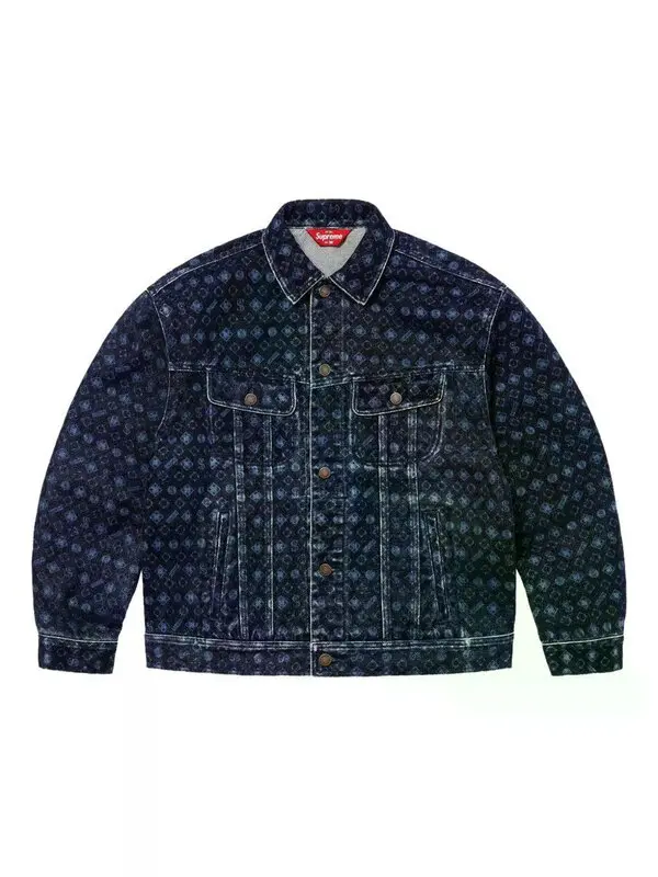 Supreme Flocked Denim Jacket - Blue