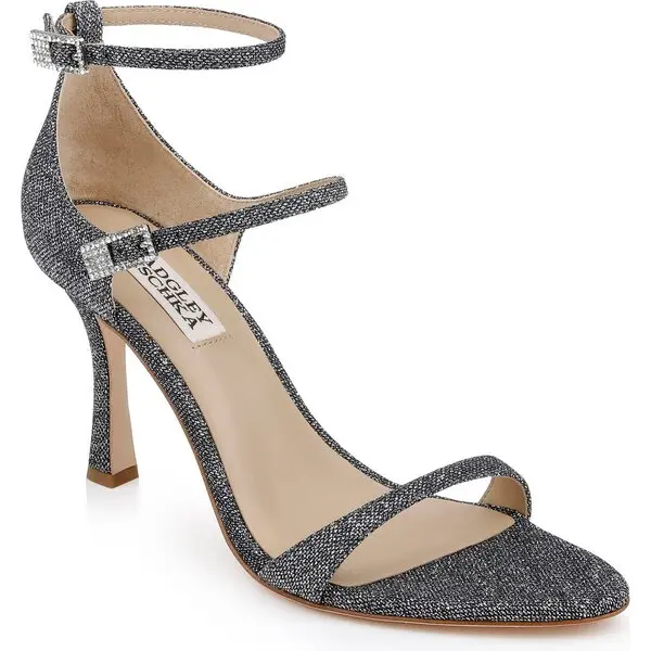Badgley Mischka Valencia Ankle Strap Sandal - Pewter Glitter