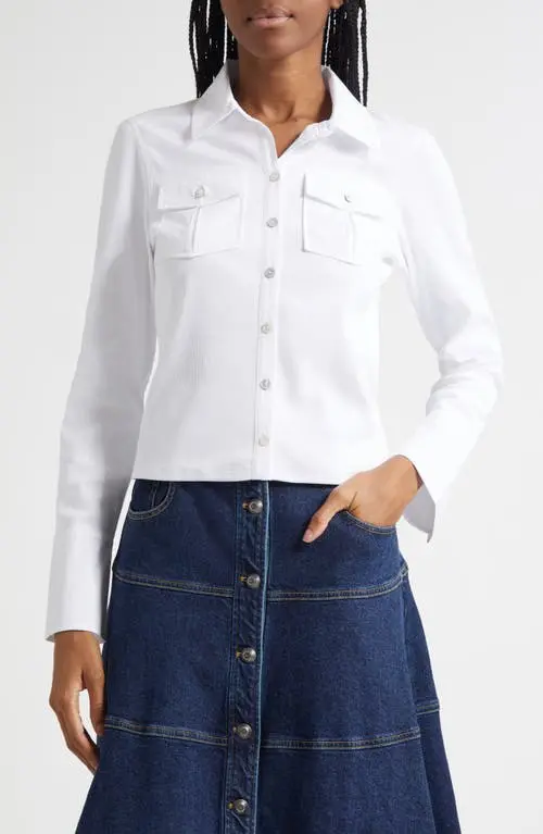Cinq À Sept Lyric Button-up Knit Shirt - White/white
