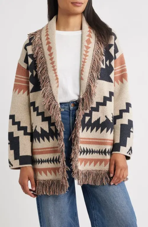 Pendleton Cotton & Merino Wool Cardigan With Fringe