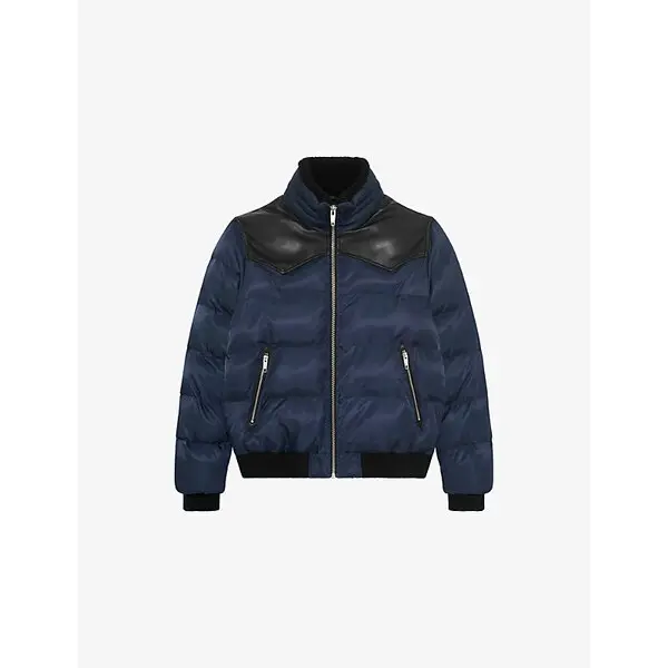 The Kooples Leather-yoke Padded Shell Puffer Jacket