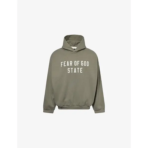 Fear Of God Brand-patch Relaxed-fit Cotton-blend Hoodie