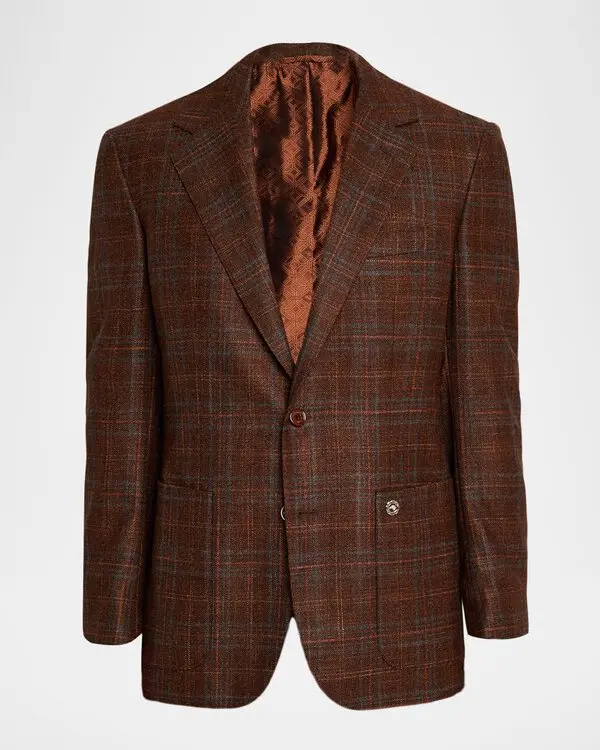 Stefano Ricci Multi-plaid Notch Lapel Sport Coat