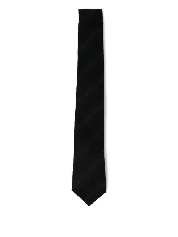 JUUN.J Striped Neck Tie - Black
