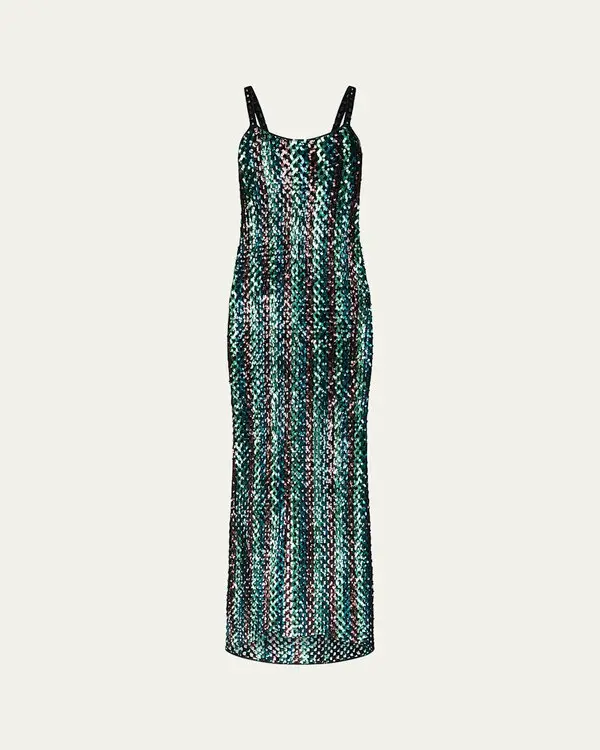 Diane Von Furstenberg X Henry Zankov Nolita Striped Sequin Maxi Dress