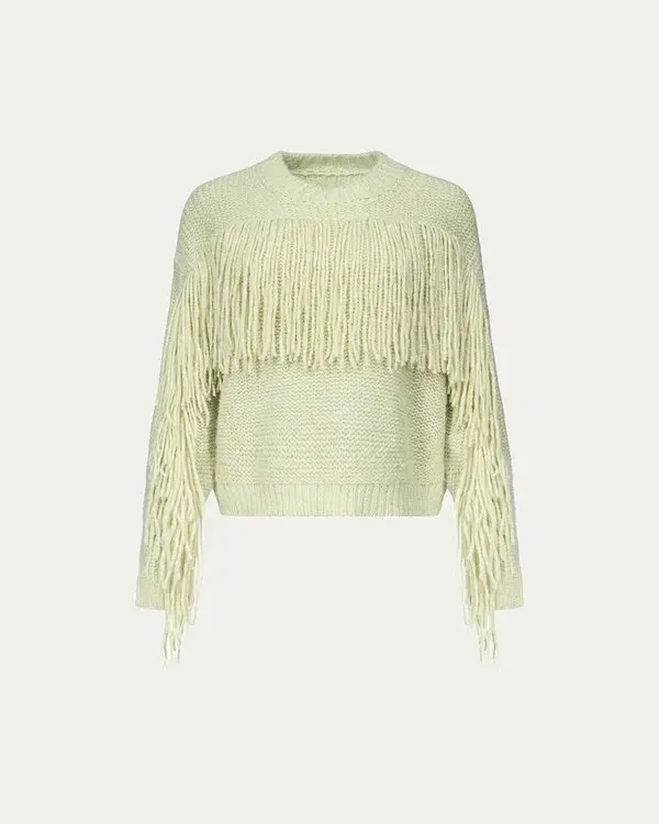 Diane Von Furstenberg X Henry Zankov Cornelia Fringed Shimmer-knit Sweater