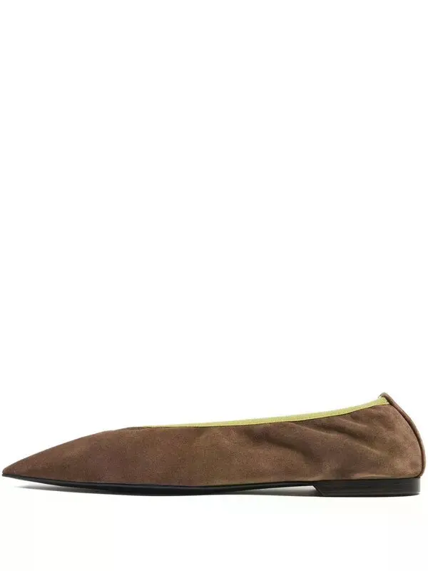 Bimba Y Lola Suede Pointed-toe Flat Pumps - Brown