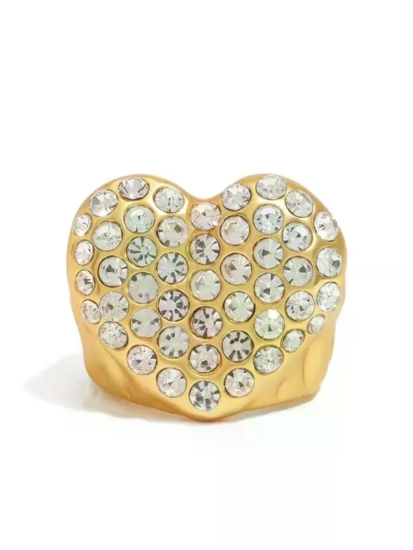 Bimba Y Lola Textured-heart Glass-crystal Ring