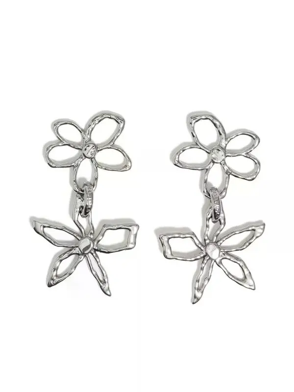 Bimba Y Lola Textured Flower Dangle Earrings