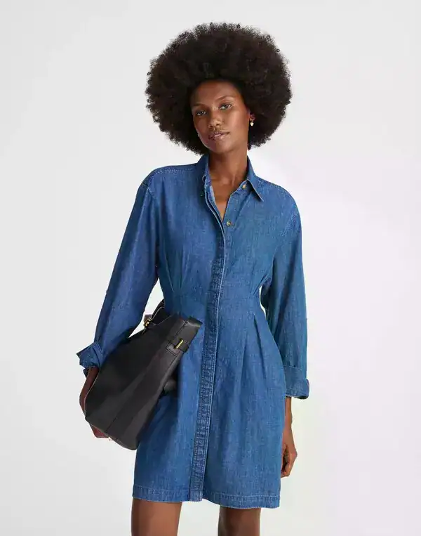 madewell denim dress Madewell Long Sleeve Romper Denim Blue Size 6 – Diversity Consignment
